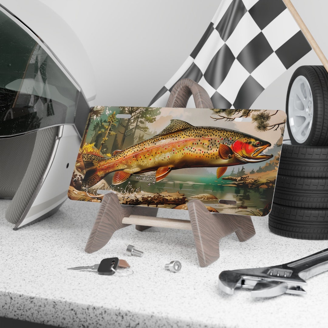 Brook Trout License Plate: Vintage Wildlife Art, Cabin Decor - Etsy