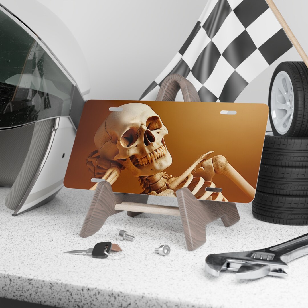 Front License Plate Truck Accessory, Skeleton Car Decoration Vanity ...