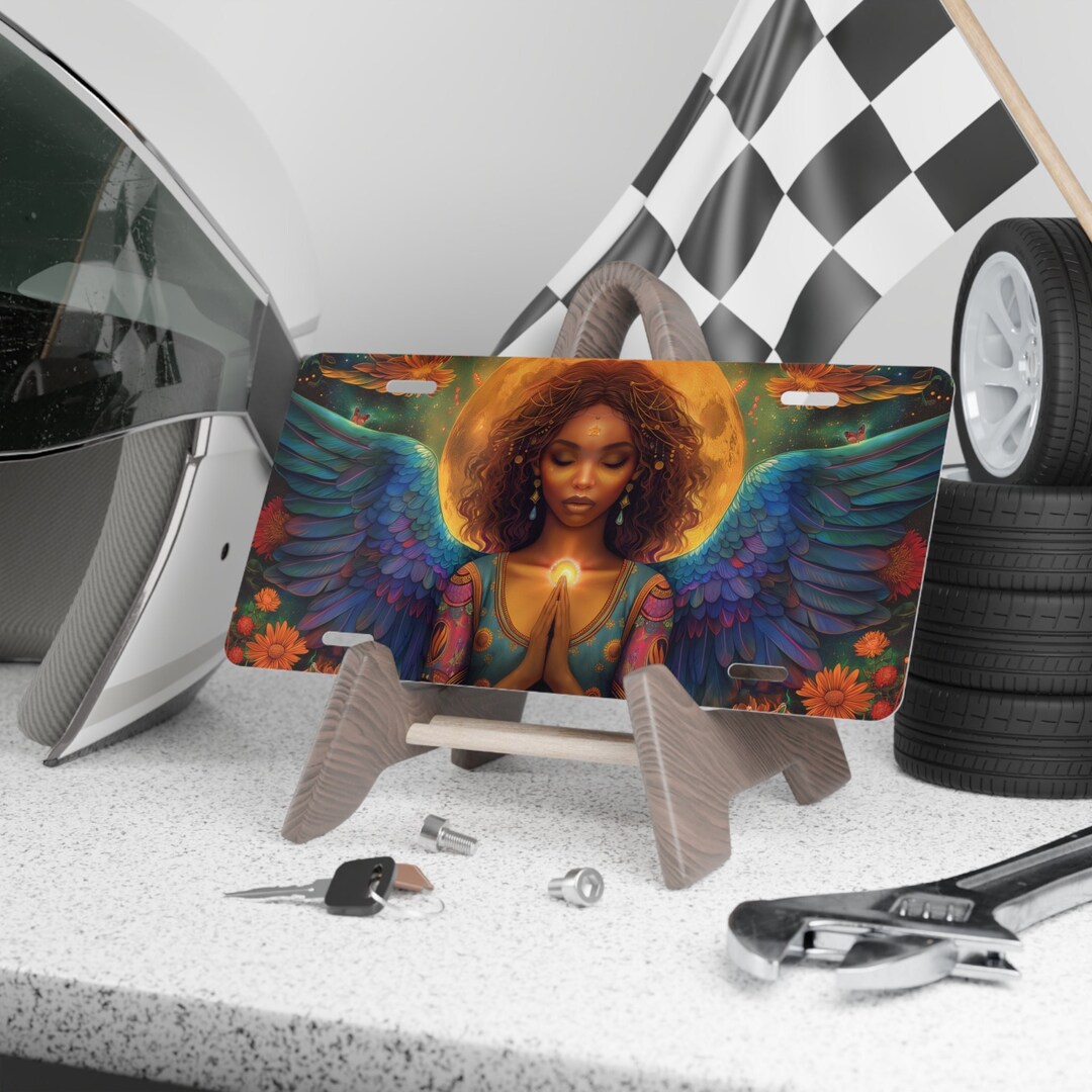 African American Guardian Angel Front License Plate Car Accessory Auto ...