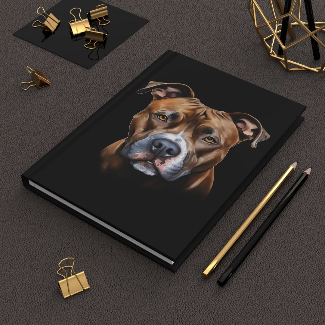 Pitbull Terrier Journal: AI Watercolor Dog Portrait, Matte Hardcover - Etsy