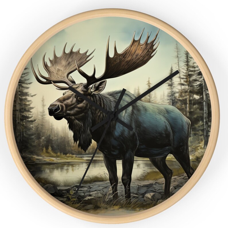 Unique Wall Clock, Cabin Decor, Alaska Art, Forestcore Vintage Moose ...