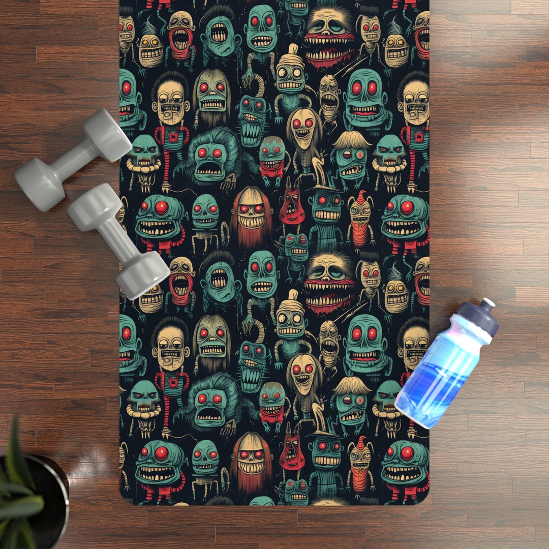 Scary Mask Yoga Mat Excercise Equipment Creepy Art Workout Gifts for ...