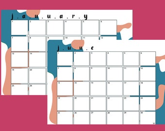 Blank Printable 12 Month Calendar - Etsy