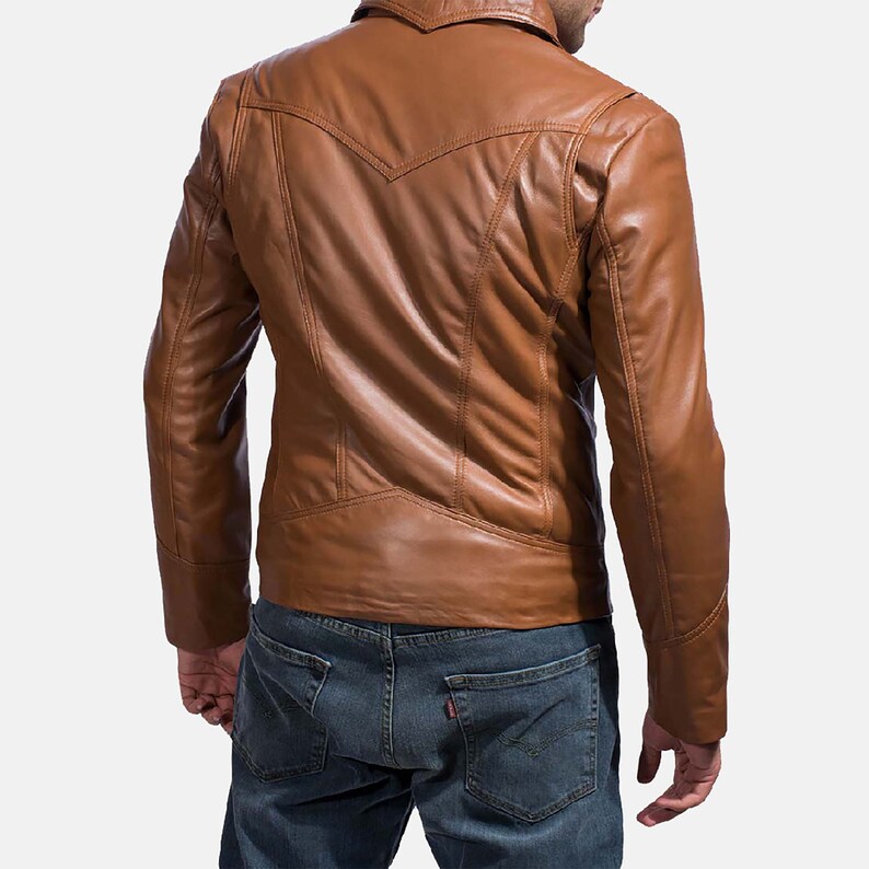 Old School Men's Brown Real Leather Jacket Handmade Leather Brown ...