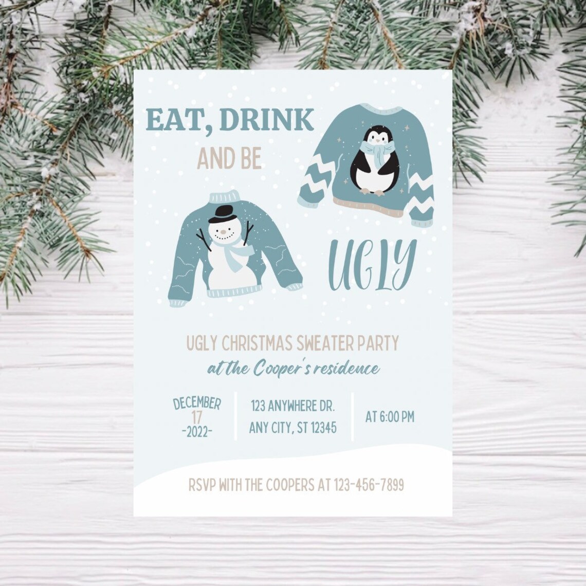 Ugly Christmas Sweater Party Invitation Christmas Party - Etsy
