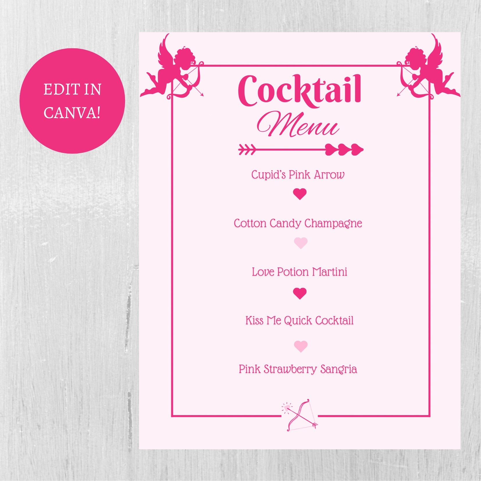 Cocktail Menu Valentines Menu Digital Drink Menu Drink Menu Galentines ...