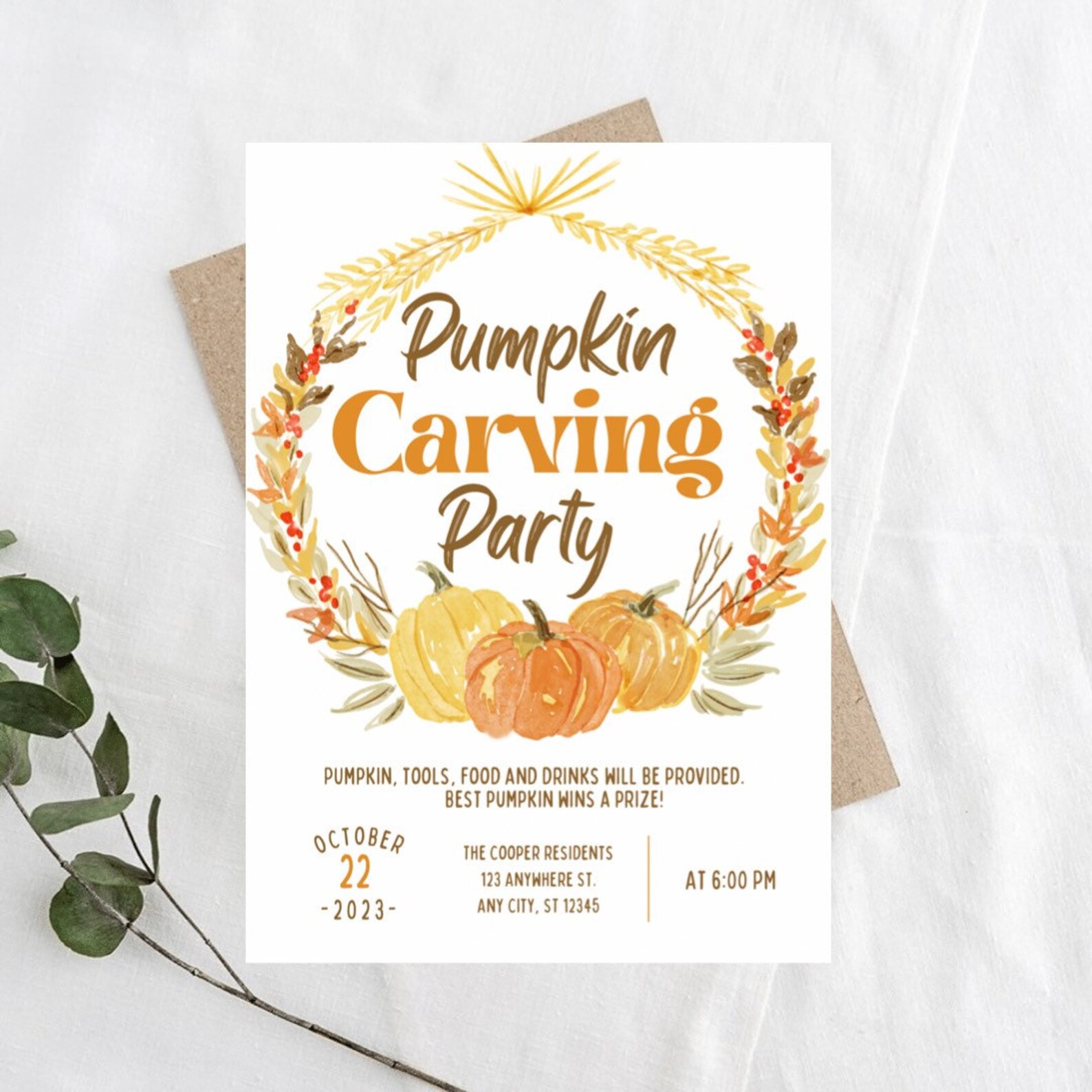 Pumpkin Carving Party Invitation Digital Pumpkin Carving Invite ...