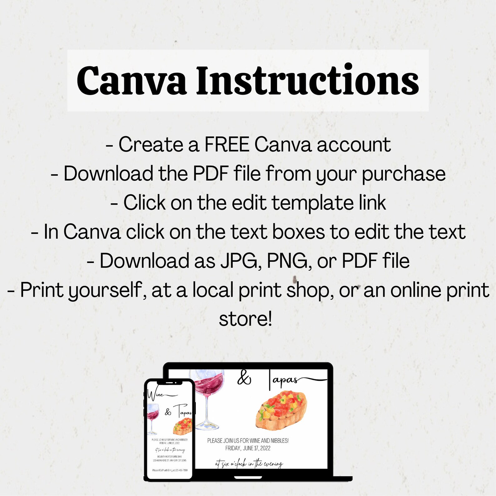 Wine and Tapas Digital Invitation Tapas Invitation Wine - Etsy