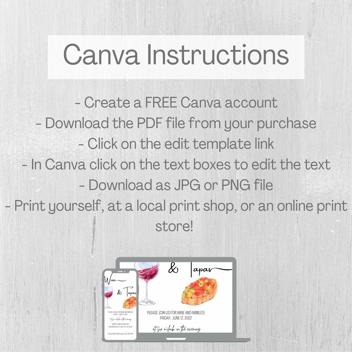 Wine and Tapas Digital Invitation Tapas Invitation Wine - Etsy