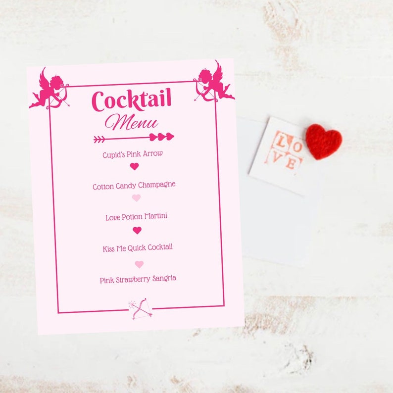 Cocktail Menu Valentines Menu Digital Drink Menu Drink Menu Galentines ...