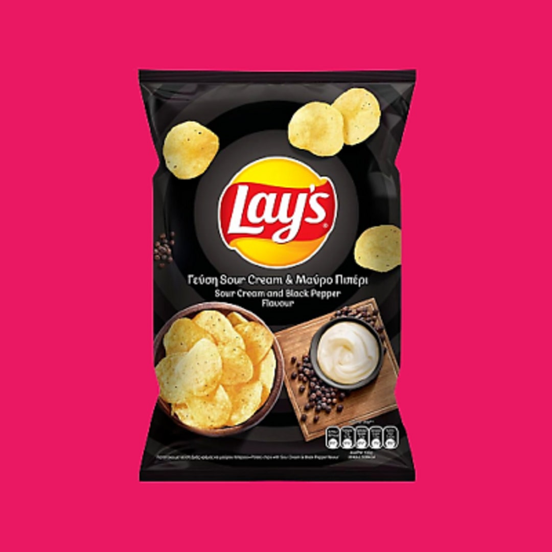 Greek Lay's Sour Cream & Black Pepper Flavor Potato Chips, 2 X 130 G (4 ...