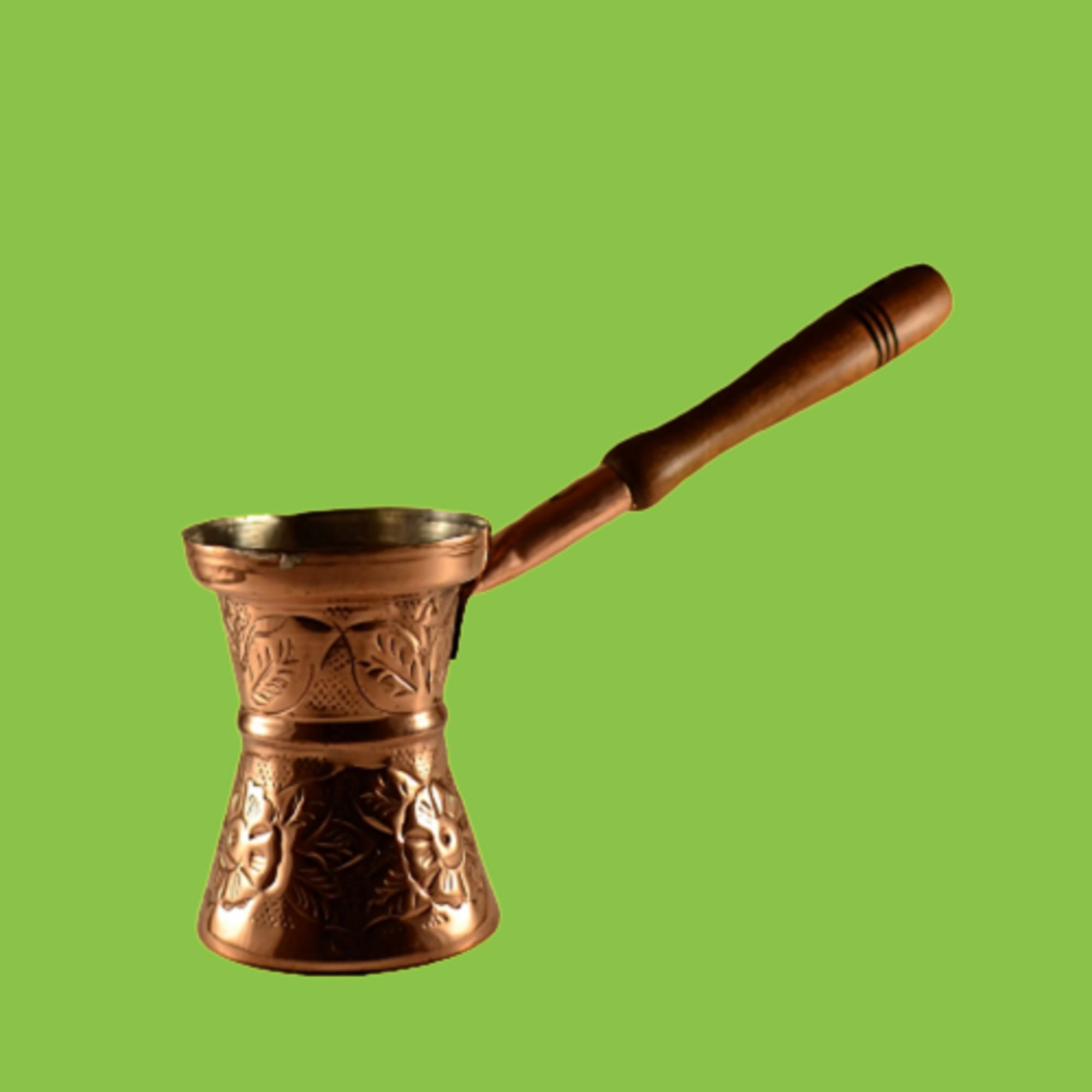 Greek Traditional Handmade Carved Copper Coffee Pot briki With Wooden ...