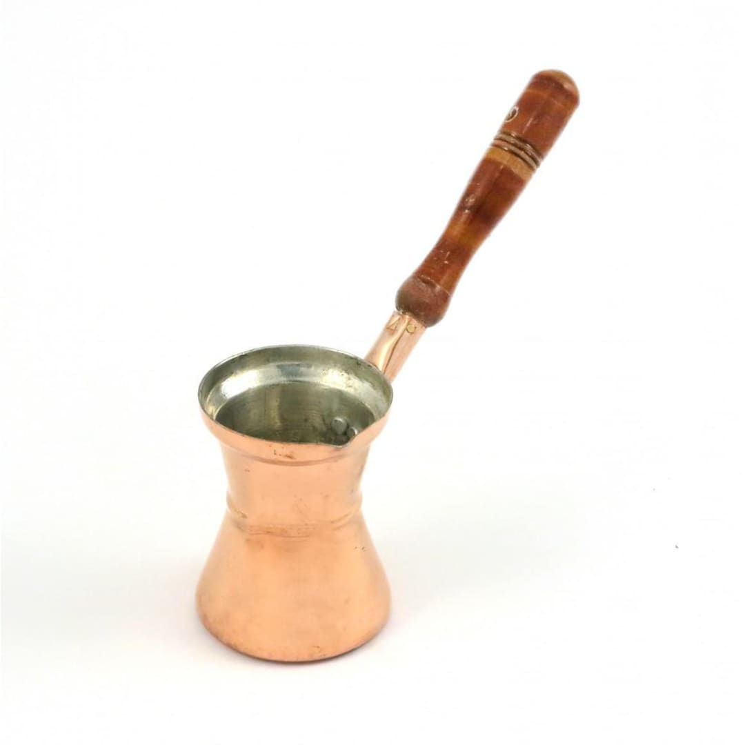 Greek Traditional Handmade Copper Coffee Pot (briki) With Wooden Handle ...