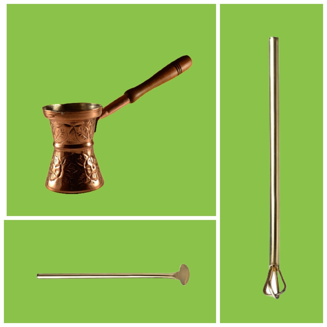 Greek Traditional Handmade Carved Copper Coffee Pot briki With Wooden ...