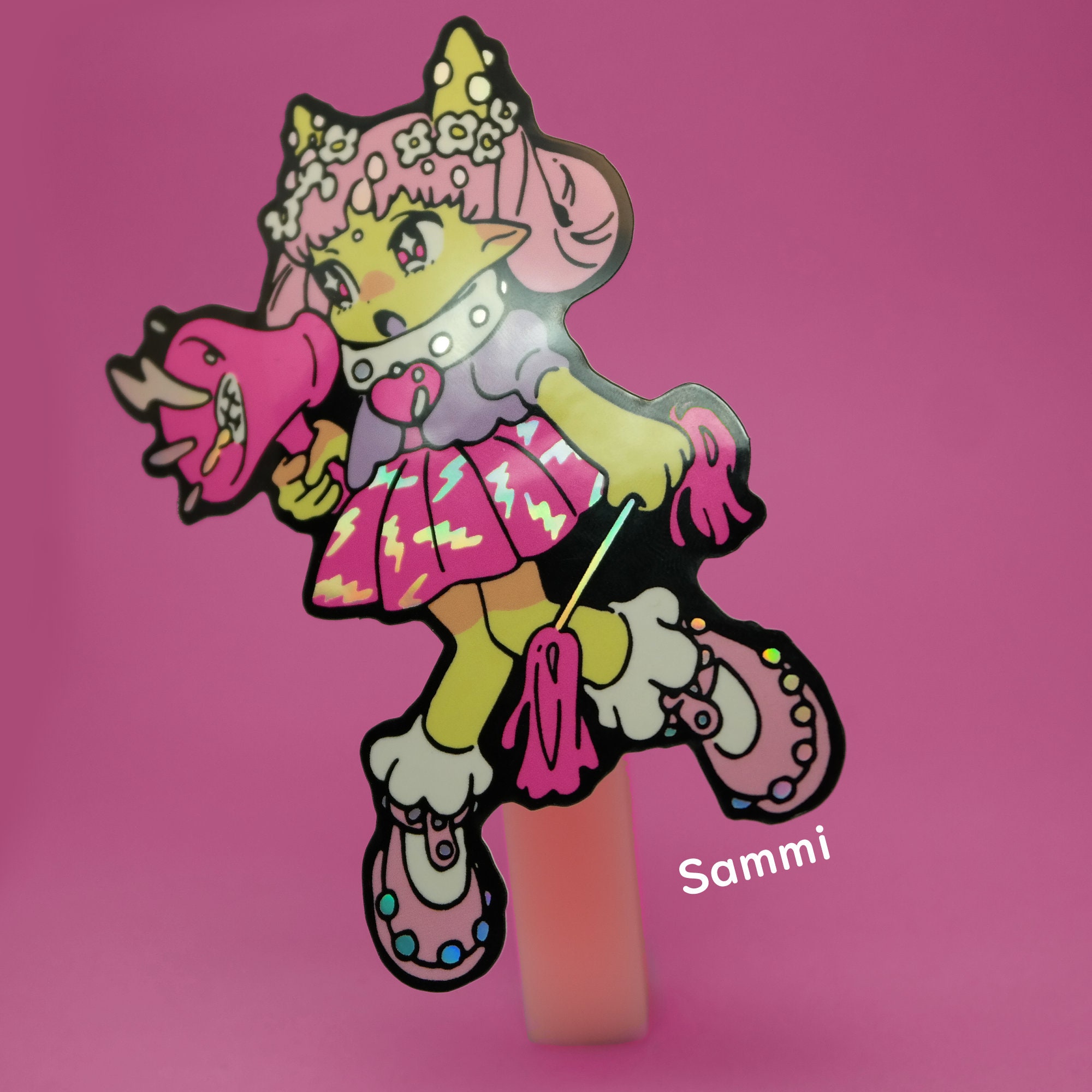 Holographic Vinyl Sticker Original Anime Sticker Boombox Music - Etsy