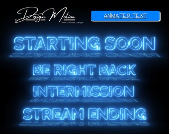 Animated Neon Scene Text Starting Soon, Be Right Back, Intermission ...