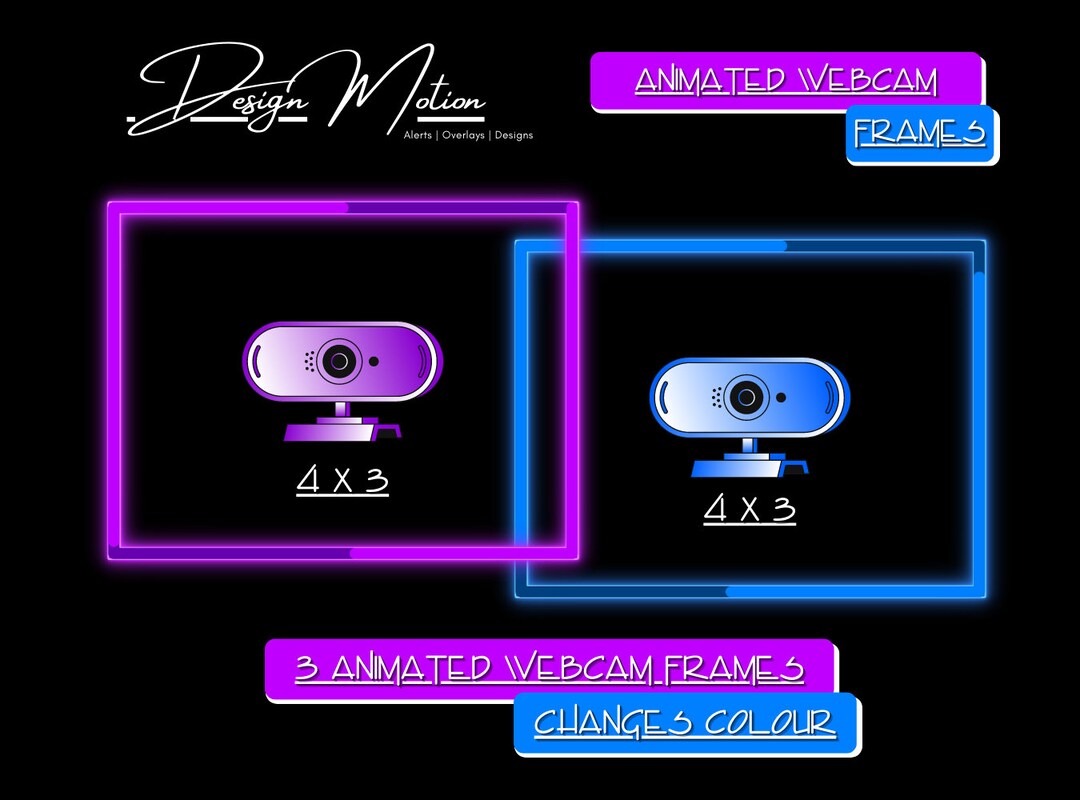 Animated Neon Webcam Boarders Frames Neon Blue and Purple Colour ...