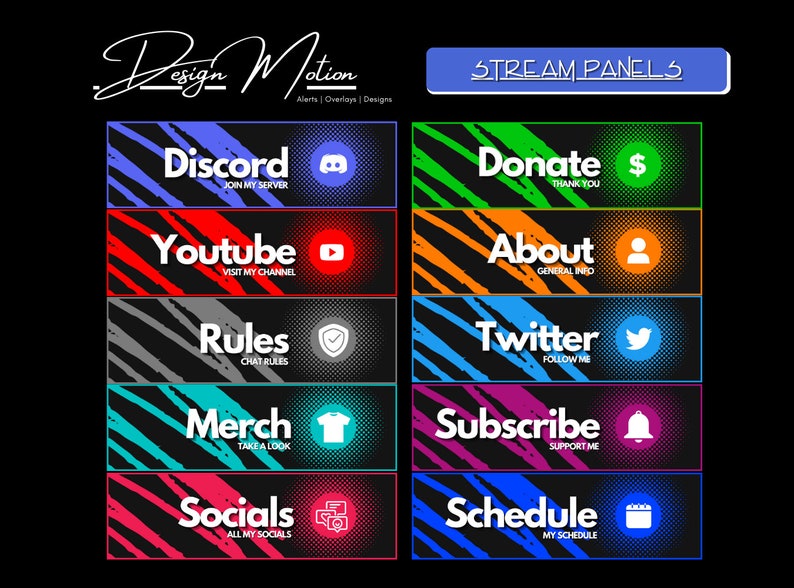 Twitch Stream Panels Pack High Quality in Vibrant Colours - Etsy