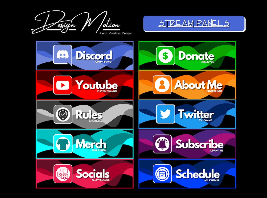 Twitch Stream Panels Pack High Quality in Vibrant Colours - Etsy