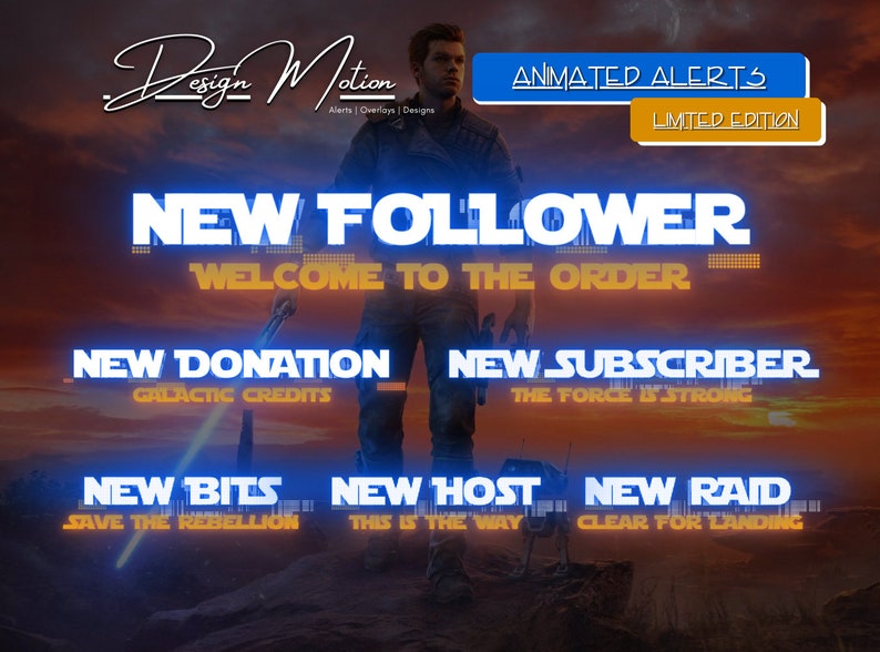 Animated Neon Star Wars Jedi Survivor Twitch Alerts, Follower ...