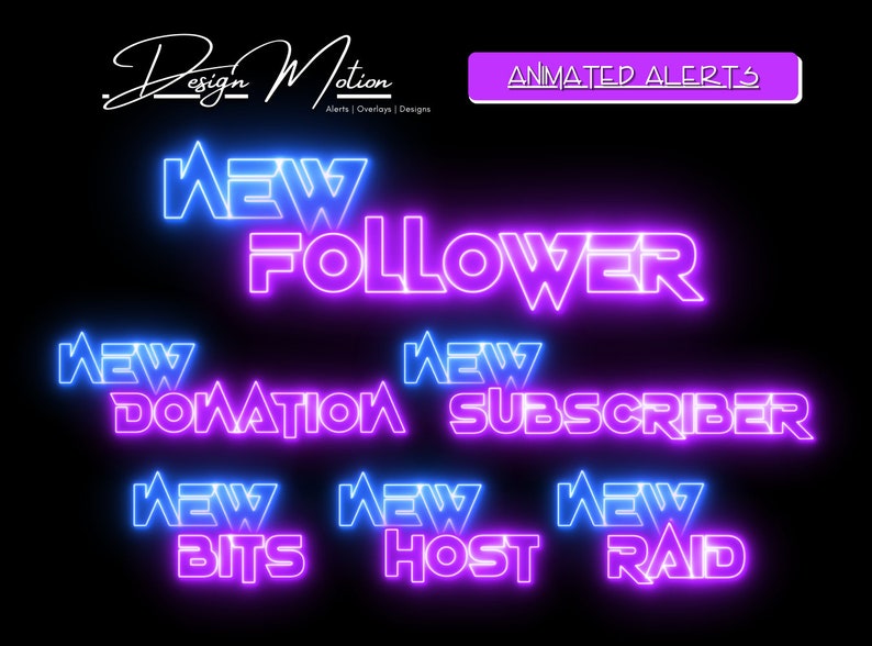 Animated Neon Blue and Purple Alerts Twitch Follower, Subscriber ...