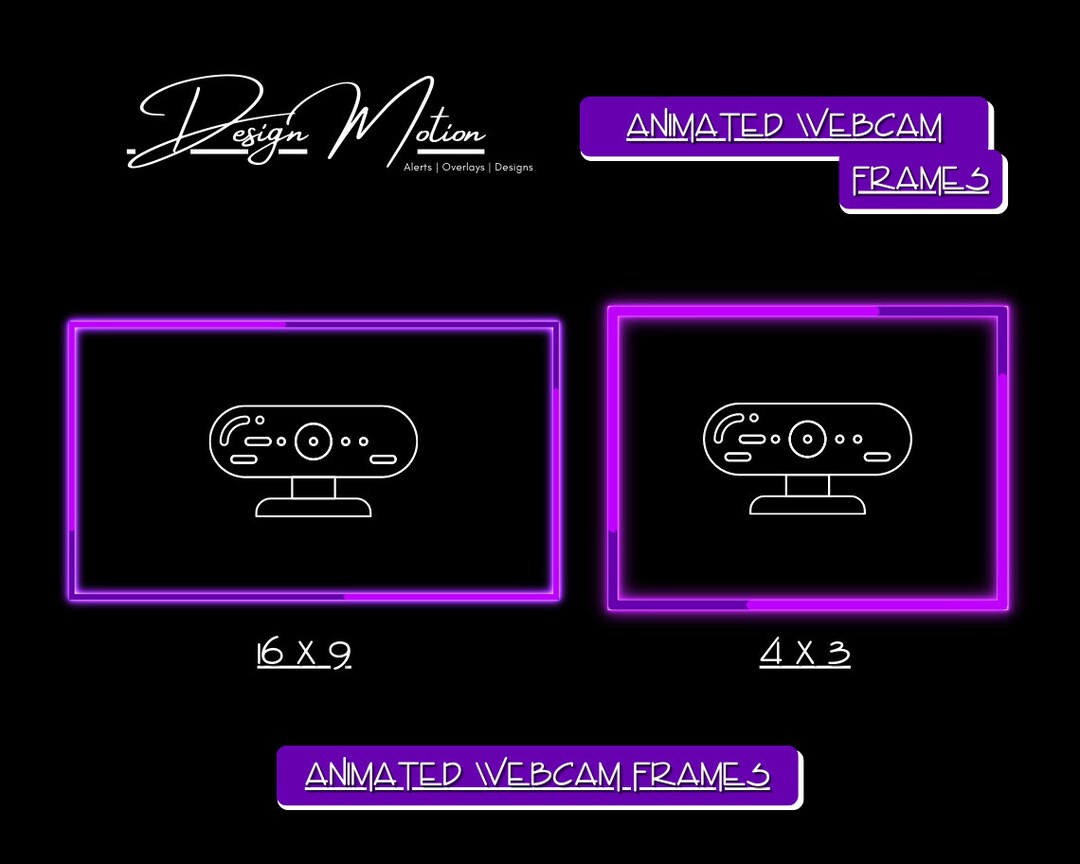 Animated Neon Purple Webcam Frame Border 16x9 and 4x3 With Transparent ...