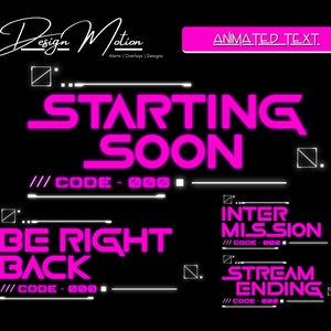 Animated Neon Pink Scene Text, Starting Soon, Be Right Back ...