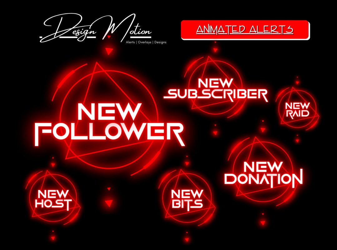 Animated Neon Red Glitch Alerts Twitch, Follower, Subscriber, Donation ...