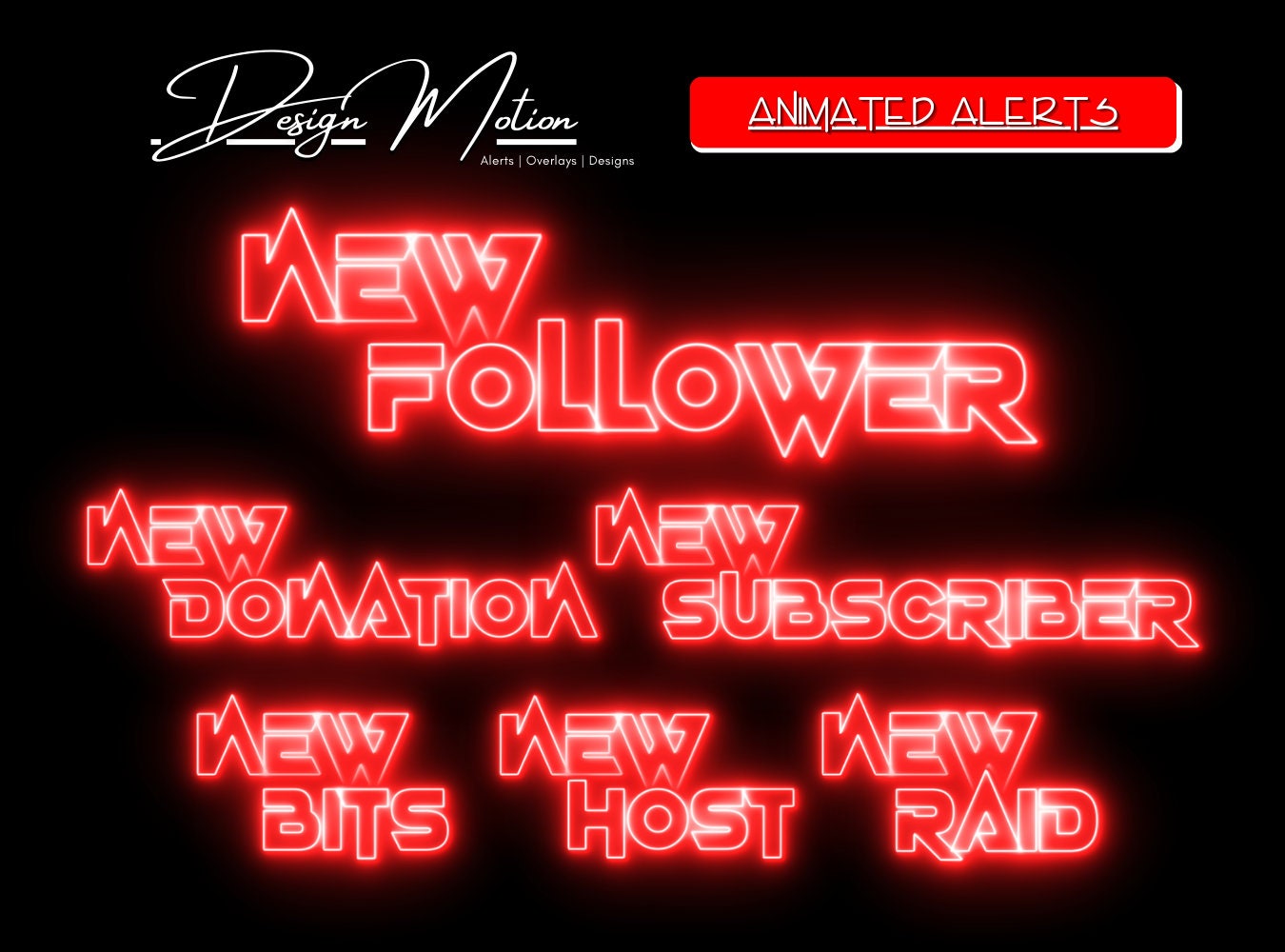 Animated Neon Red Twitch Alerts, Follower, Subscriber, Donation, Host ...
