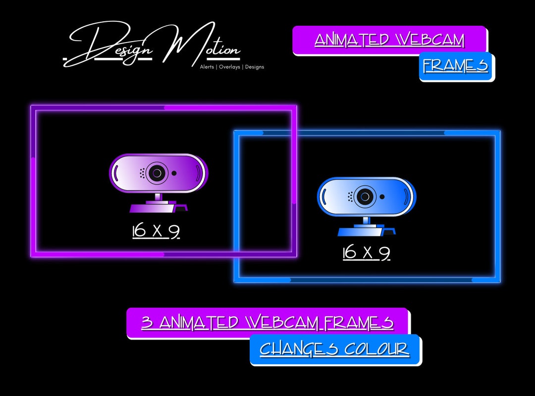 Animated Neon Webcam Frames Neon Blue and Purple Colour Changing 16x9 ...