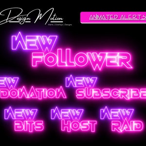 Animated Neon Pink and Purple Twitch Alerts Follower, Subscriber ...