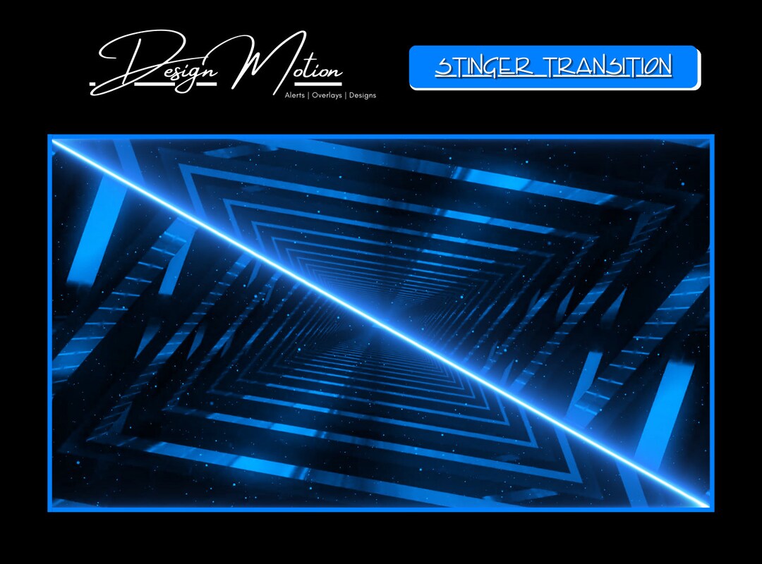 Animated Neon Blue Stinger Transition Twitch Stinger Twitch Transition ...