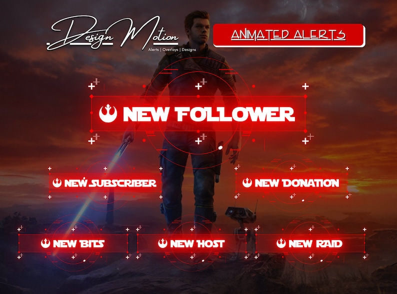 Animated Star Wars Neon Red Twitch Alerts, Star Wars Jedi Follower ...