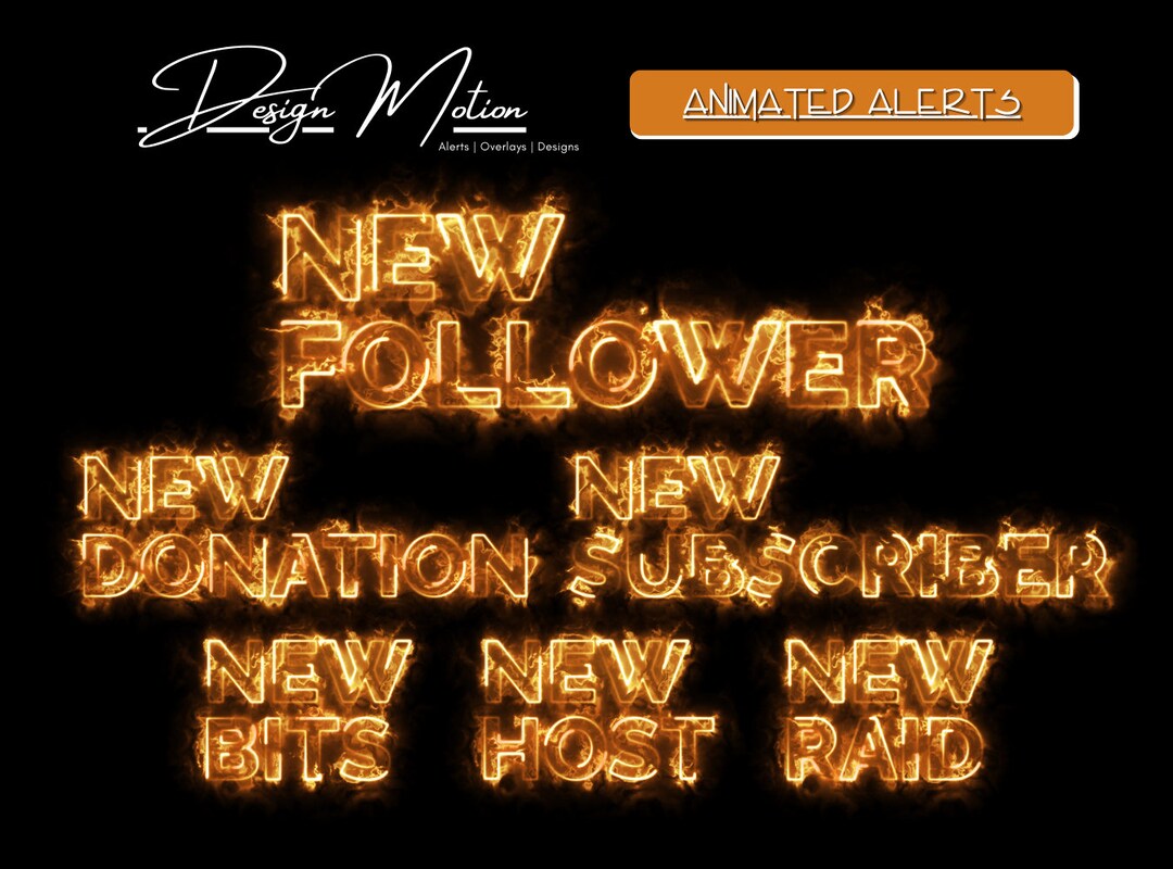 Animated Neon Fire Alerts, Follower, Subscriber, Donation, Host, Bits ...