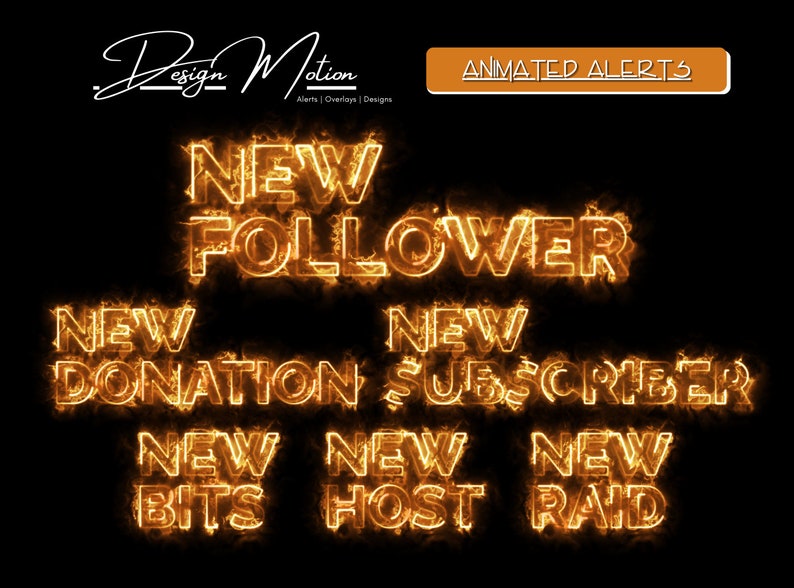 Animated Neon Fire Alerts, Follower, Subscriber, Donation, Host, Bits ...