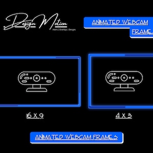 Animated Neon Blue Webcam Frame Border 16x9 and 4x3 With Transparent ...