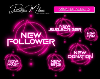 Animated Neon Pink Stream Alerts, Twitch Alerts, Follower, Subscriber ...