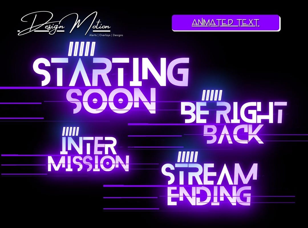 Animated Neon Purple Scene Glitch Stream Overlay Text Alerts, Twitch ...