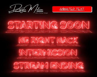 Animated Neon Scene Text Starting Soon, Be Right Back, Intermission ...