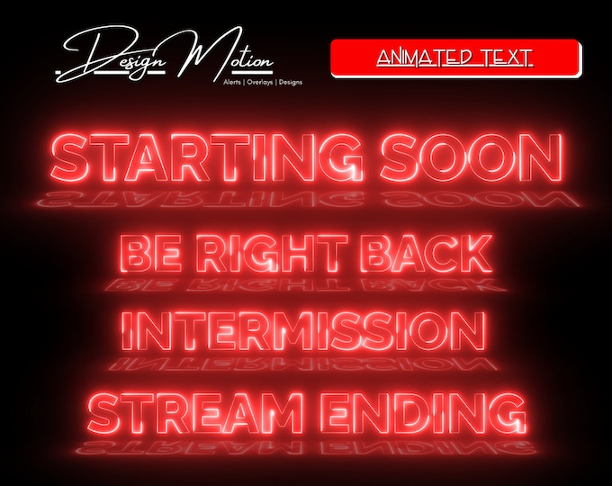 Animated Neon Scene Text Starting Soon, Be Right Back, Intermission ...