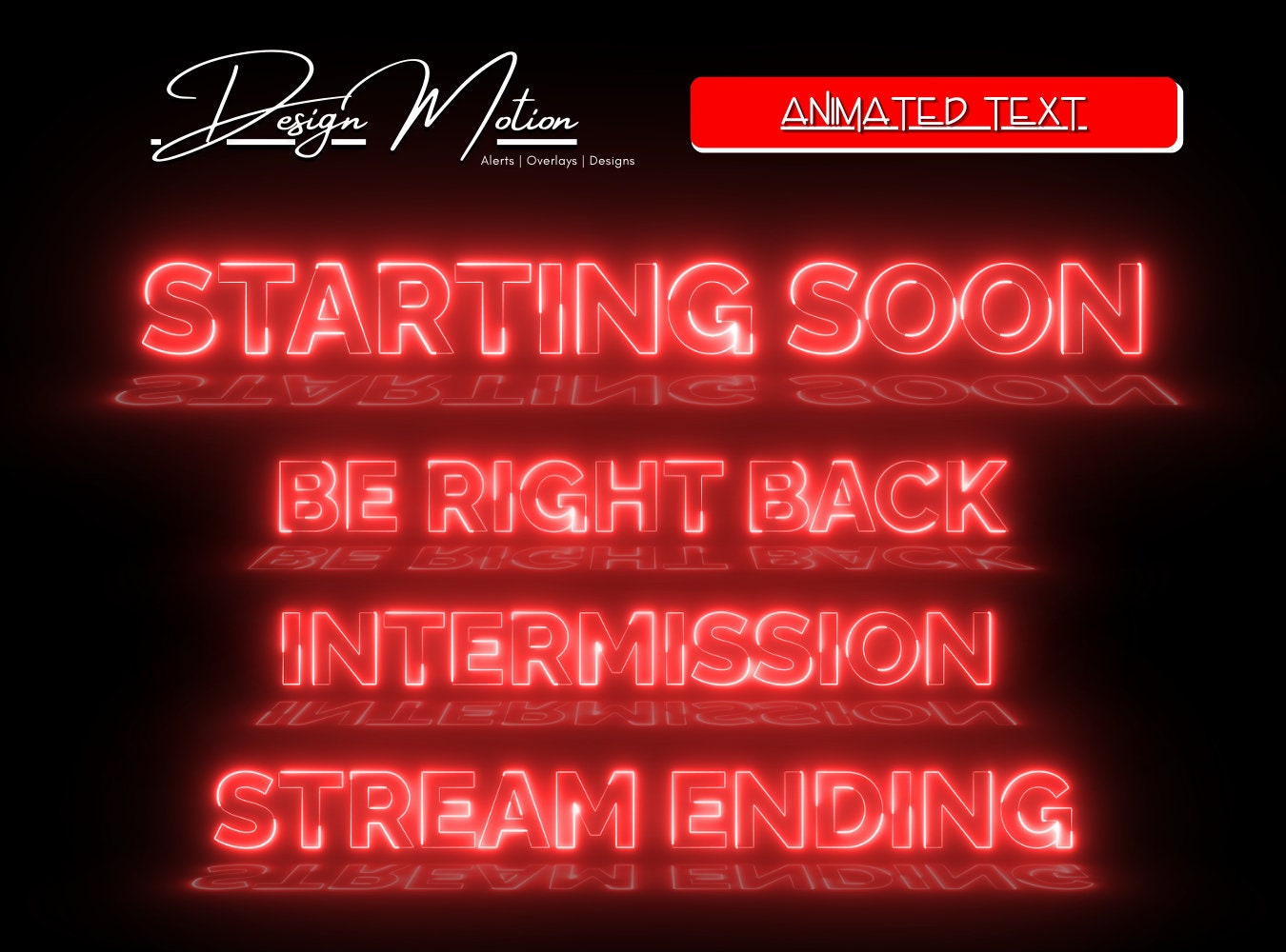 Animated Neon Scene Text Starting Soon, Be Right Back, Intermission ...