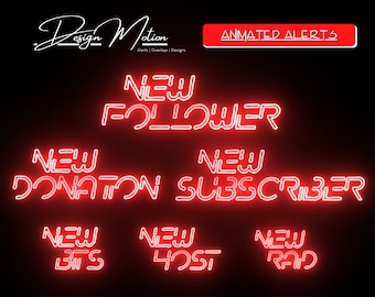 Animated Neon Glitch Twitch Red Alerts, Follower, Subscriber, Donation ...