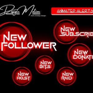 Animated Neon Red Twitch Glitch Alerts, Follower, Subscriber, Donation ...