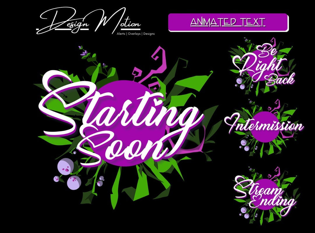 Animated Flower Scene Text Starting Soon, Be Right Back, Intermission ...