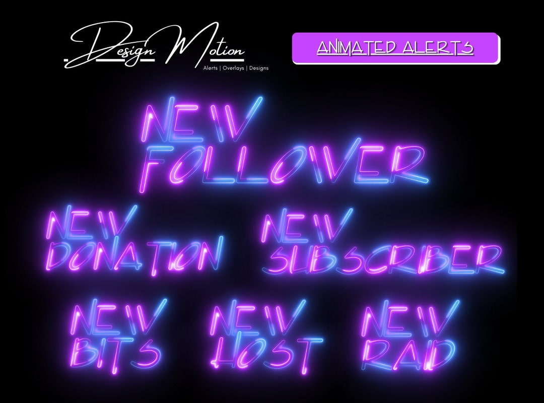 Animated Neon Blue and Purple Alerts Follower Subscriber - Etsy