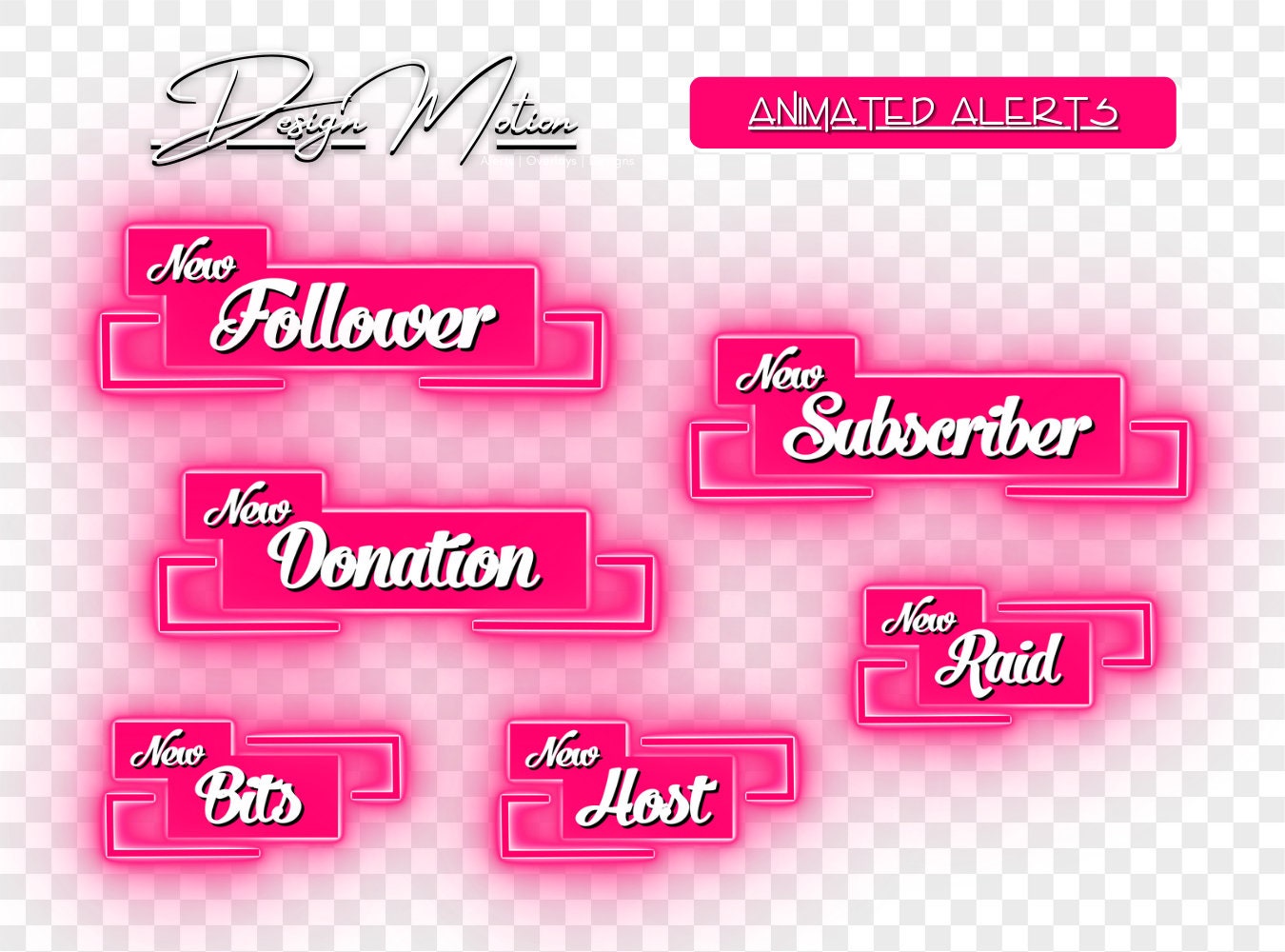 Animated Neon Pink Alerts, Follower, Subscriber, Donation, Host, Bits ...