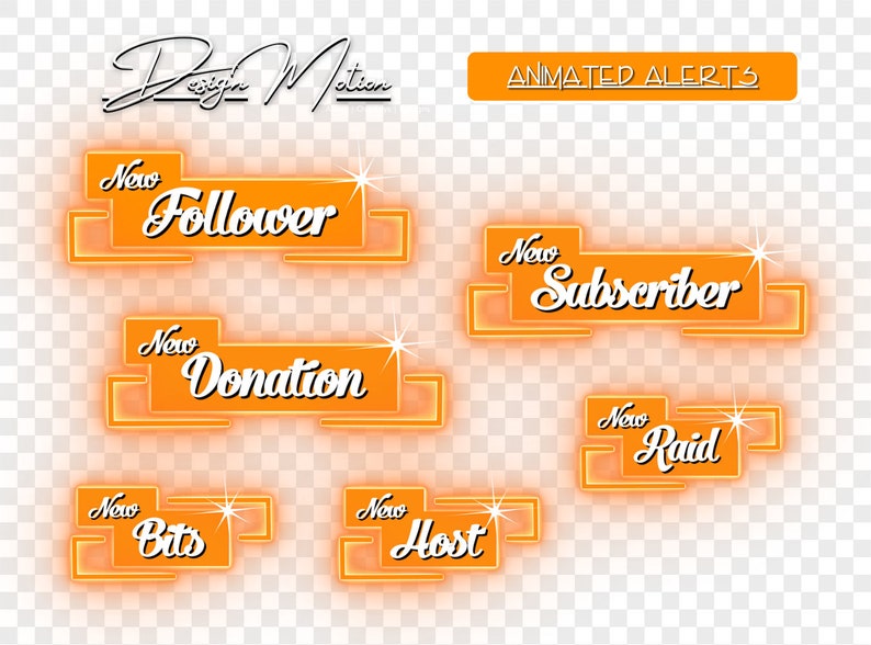 Animated Neon Orange Twitch Alerts, Follower, Subscriber, Donation ...