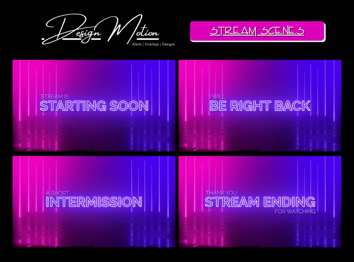 Animated Neon Pink and Purple Twitch Streaming Scenes - Etsy