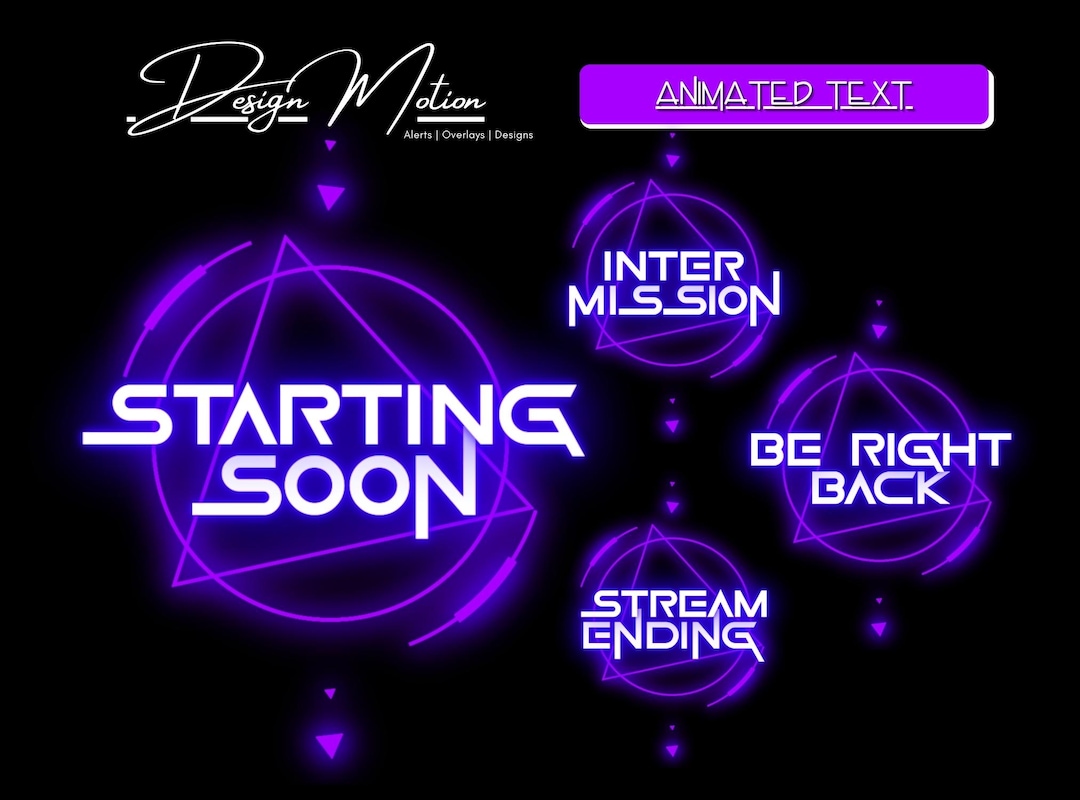 Neon Purple Animated Stream Alerts Overlay Scene Text, Twitch, OBS ...