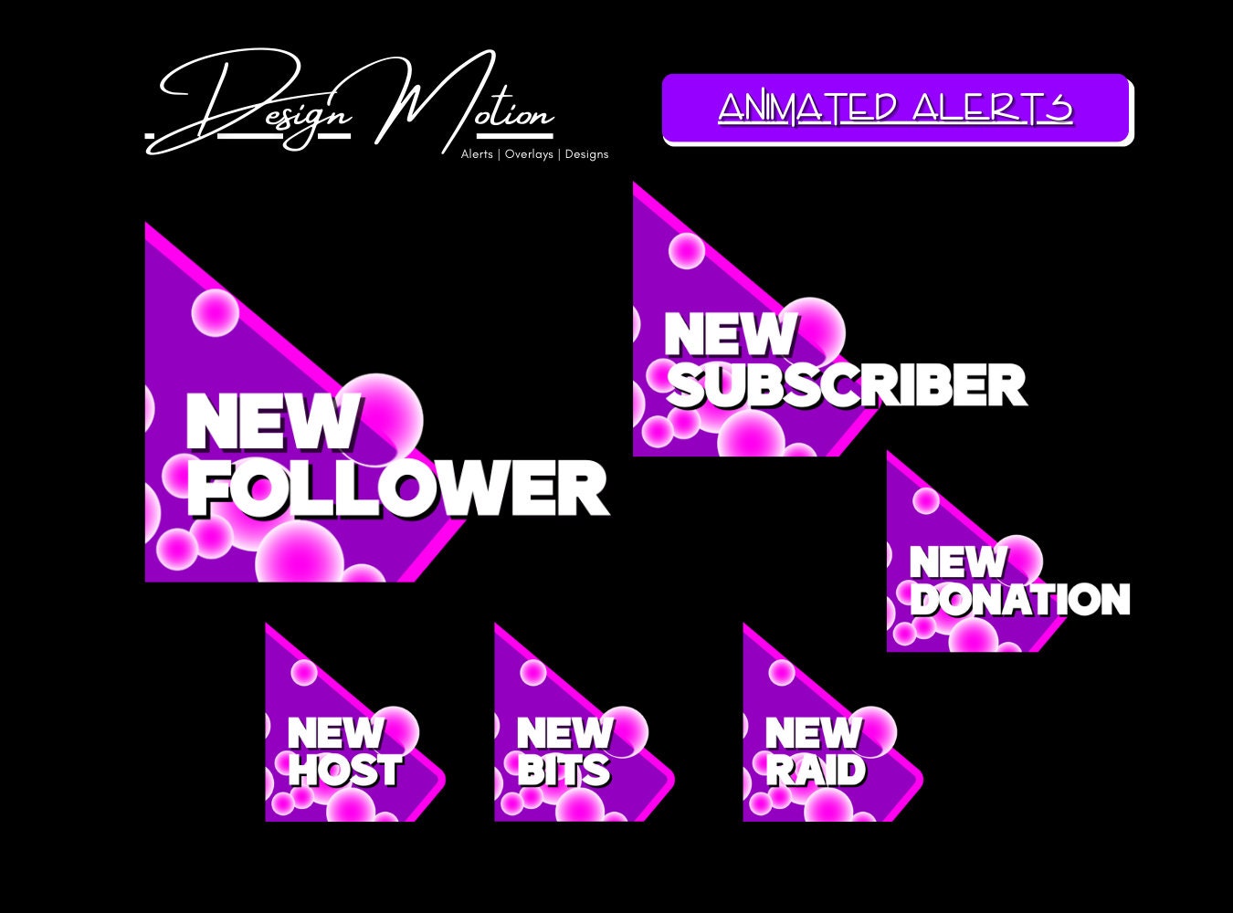 Animated Twitch Alerts in Purple and Pink Follower, Subscriber ...
